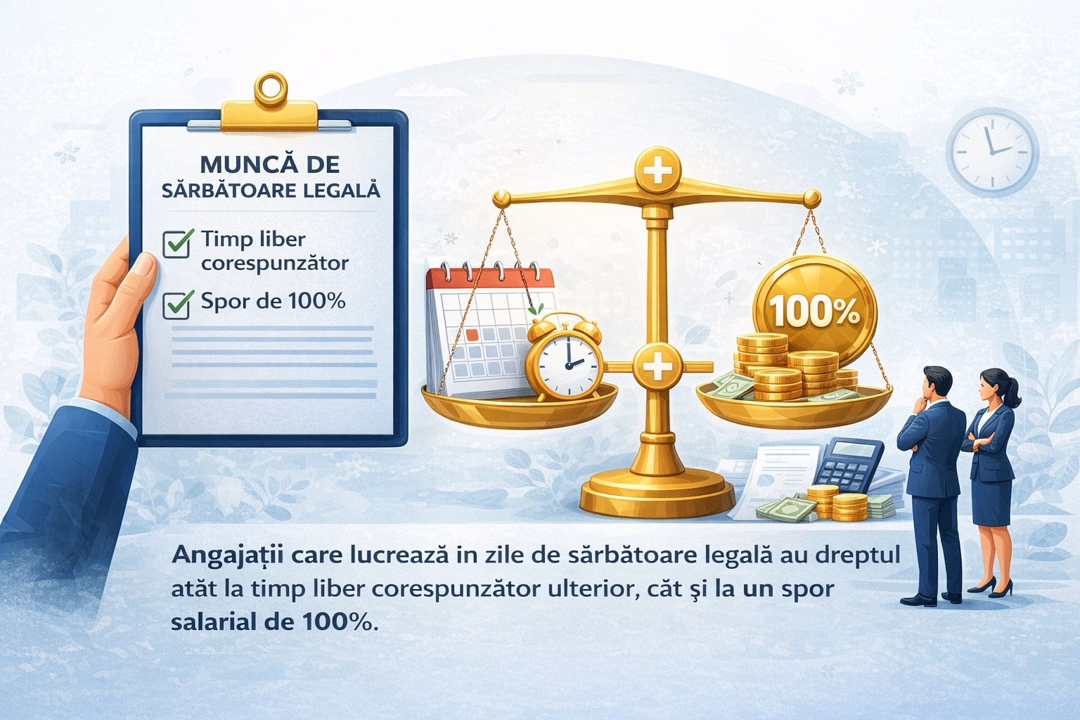Munca în sărbători legale: angajatul poate primi și timp liber, și spor ...